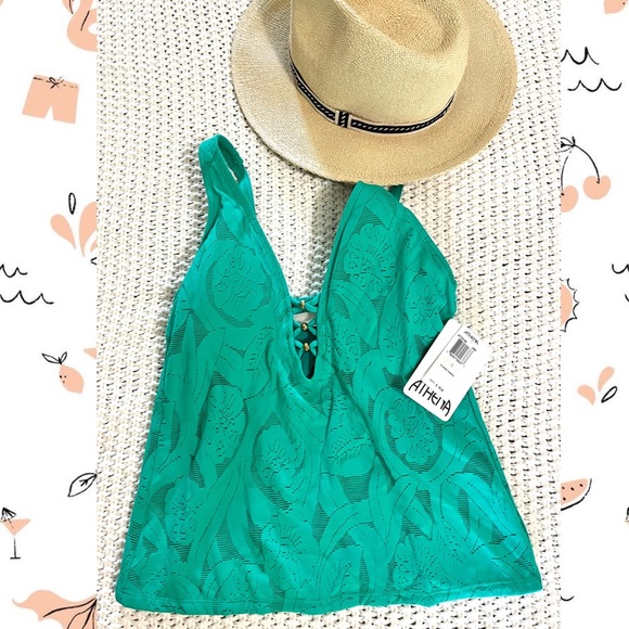 Athena | Swim | Athena Swimsuit Plunge Tankini Top Bright Green | Poshmark